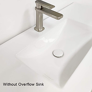 GZILA Vessel Sink Drain Without Overflow, White Pop-Up Drain with Basket Stopper, Bathroom Vanity Ceramic Brass Strainer Hair Catcher, Anti-Clogging Brushed Nickel, Porcelain Cap