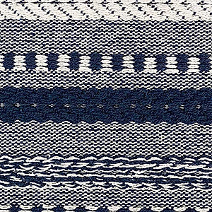 DII Farmhouse Braided Stripe Table Runner Collection, 15x108, Navy Blue