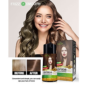 Herbishh Hair Color Shampoo - Enriched Dye Formula for Gray Hair - Long Lasting & DIY (Light Brown)