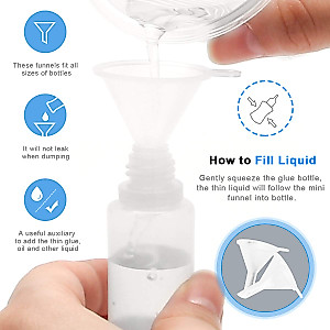 Adecco Precision Tip Applicator Bottle, Glue Applicator Bottles, 50 PCS 15ml Precision Tip Applicator Bottles with 10 Plastic Funnels, for Acrylic Painting, Quilling, Alcohol Ink(Precision Tip Bottle)