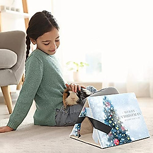 enheng Small Pet Hideout Christmas Tree Background Hamster House Guinea Pig Playhouse for Dwarf Rabbits Hedgehogs Chinchillas