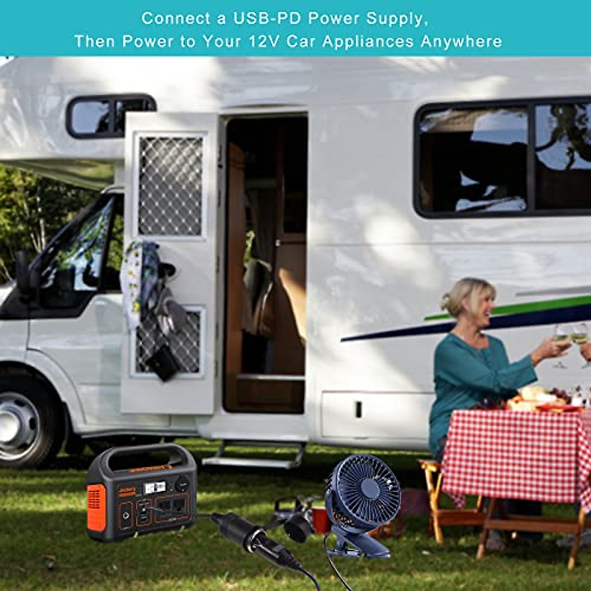 QIUCABLE USB C to Cigarette Lighter Adapter - 3ft 12V USB Type-C Male Plug to Cigarette Lighter Adapter Cable, 12 Volt USB-PD to Car Cigar Adapter Female Socket Power Cable