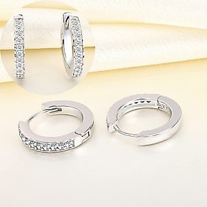 YL Hoop Earrings 925 Sterling Silver 18K White Gold Plated Halo Round Huggie Earring Cubic Zirconia Jewelry