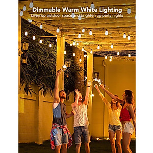 Govee Outdoor String Lights, 48ft Smart Outdoor String Lights with 15 Dimmable Warm White LED Bulbs, IP65 Waterproof Shatterproof Patio Lights for Dating, Party, Wedding, 70lm per Bulb