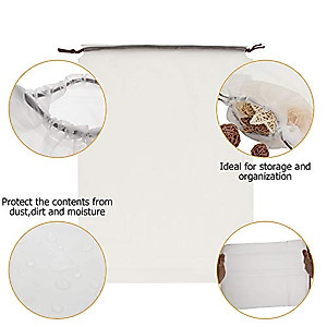 150Pack Clear Drawstring Bags 12 x 16 inch, Clear Plastic Travel Bags with Double Cotton Drawstrings, Travel Garments Shoe Organizing Storage Plastic Bags, Gift Wrapping, Wedding Favor Bags