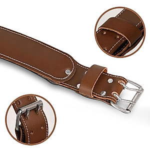 LAUTUS 3-Inch Tapered Padded Work Belt in Heavy Oiled Tanned Leather| 32-Inch to 45-Inch | Brown|