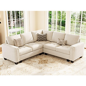 Belffin Velvet Single Seat Module for Modular Sectional Sofa Couch Accent Armless Sofa Couch Chair Modern Fabric Beige