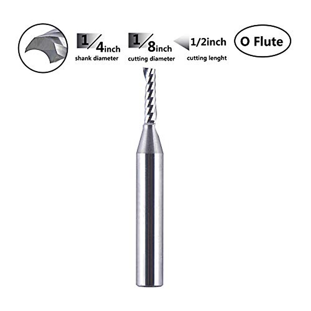 SpeTool O Flute UpCut 1/8" X 1/2" Carbide End Mill Single Flute Spiral CNC Router Bit Aluminum Acrylic Woodworking Cutte