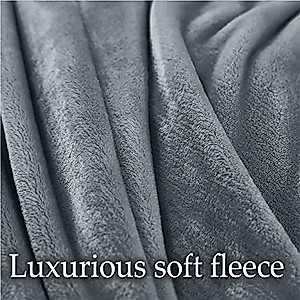 lalaLOOM Luxurious Soft Fleece Bed or Throw Blanket, Queen 90x90 Warm Velvet Plush Blankets, Comfy Lightweight Cozy Bedding, Washable Home Décor Throws for Sofa Couch, Bedroom Dorm Room, Gray Blue