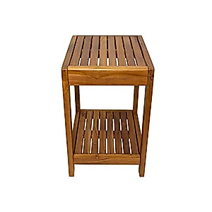 NORDIC STYLE TEAK Wood Shower and Spa Bench with Shelf 18 inch, Indoor and Outdoor Use (Oiled Finish)