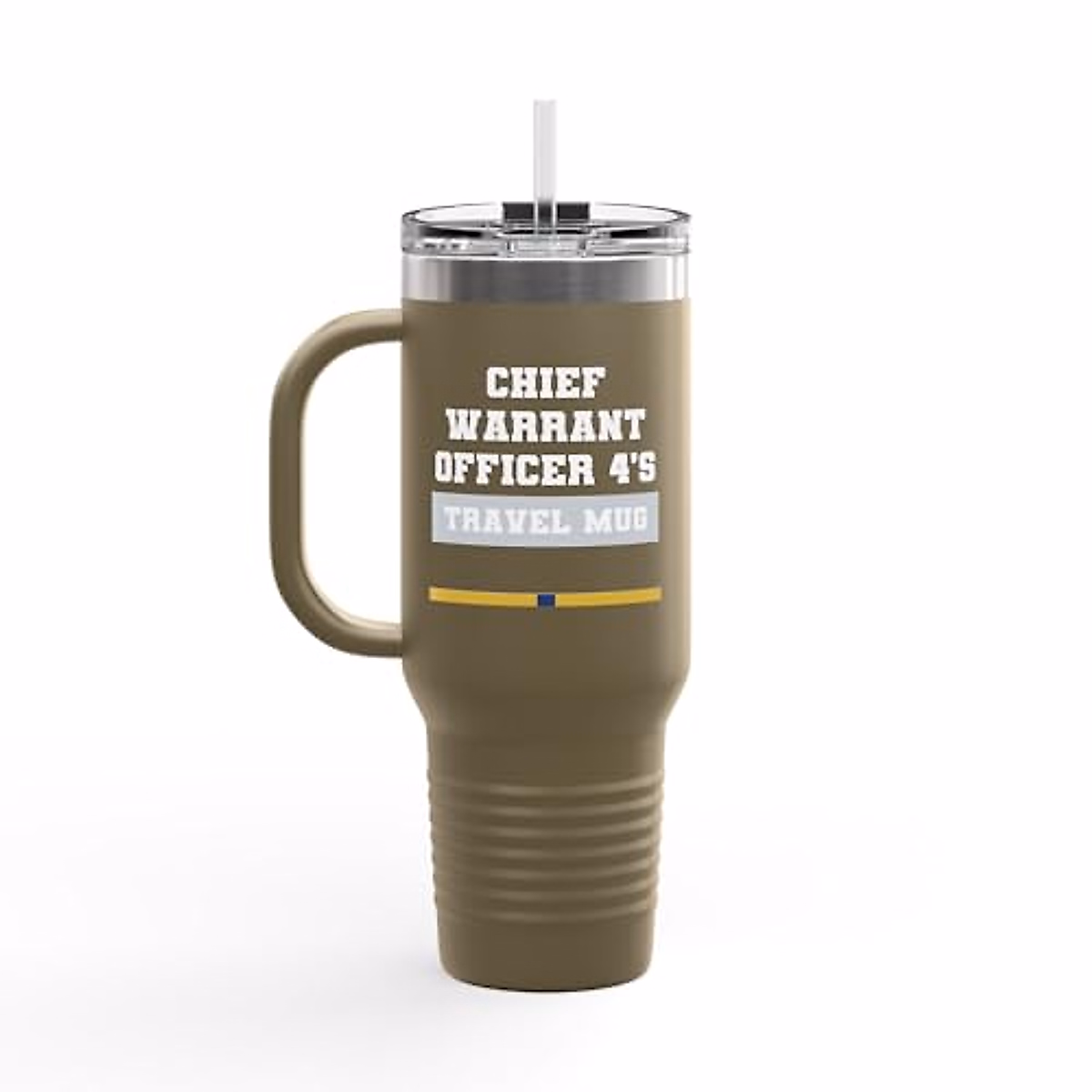 Chief Warrant Officer 4's Travel Mug: Insulated Stainless Steel Tumbler with Handle and Straw, Military Gift (40oz)