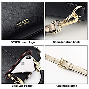 Handbags for Women, Genuine Leather Ladies Top-handle Bags with Adjustable Shoulder Strap Crossbody Bag, Real Cowhide Satchels, Messenger Tote Bags(Black)