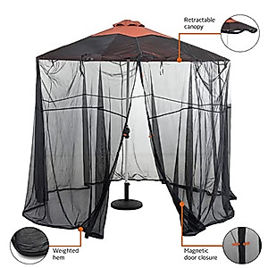 Classic Accessories Water-Resistant 9 Foot Universal Round Patio Umbrella Insect Screen Canopy, Patio Furniture Covers