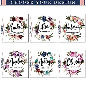 Artist Unknown Personalized Floral Kitchen Aprons Gifts for Women - 6 Design Options, Customized White Chef Apron