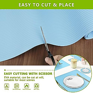 Kitchen Shelf Liner for Cabinets, Drawer Liner, Cabinet Liner Non Adhesive, Refrigerator Liners, Washable Oil-Proof Fridge Pads Shelves Mat, Blue 11.8 x 236.2 inches