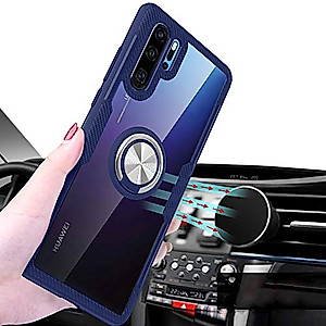 Phone Case for Huawei P30 Pro with Tempered Glass Screen Protector Clear Cover and Magnetic Stand Ring Holder Slim Hard Cell Accessories Full Body Boys Women Hawaii P30Pro P 30 Pro30 Cases Men Blue