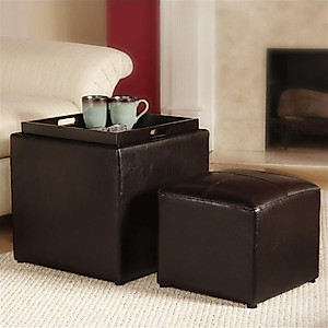 Convenience Concepts Designs4Comfort Park Avenue Single Ottoman with Stool, Espresso