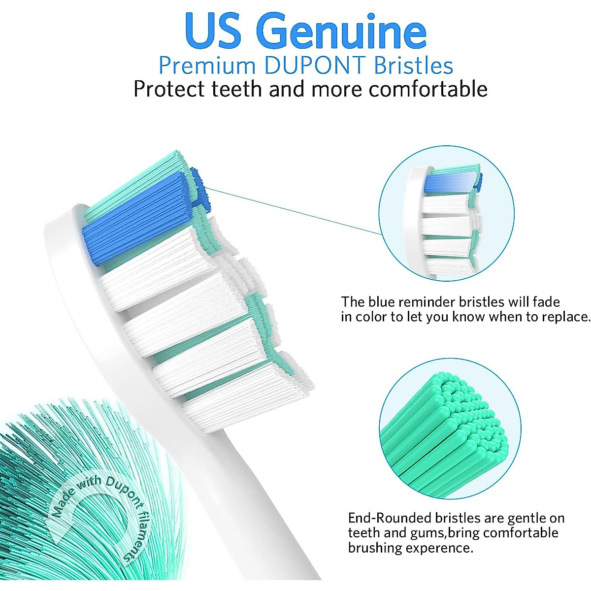 Replacement Toothbrush Heads for Philips Sonicare Replacement Heads,Electric Replacement Brush Head Compatible with Phillips Sonicare G2,C3,C1,C2,4100,A3,W,for Philips Sonic Care Brush(Snap-On),10 Pcs