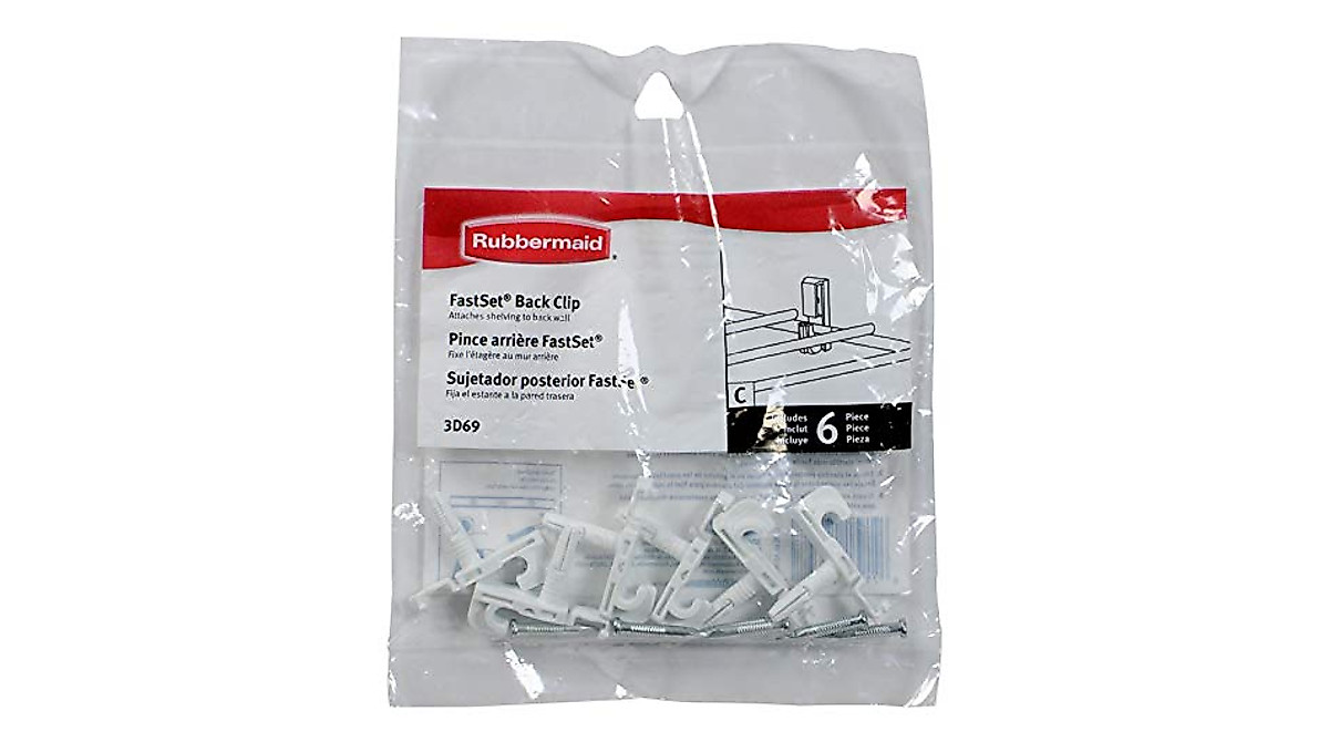 Rubbermaid Wire Shelf Back Wall Mount Clips - 6 Count White