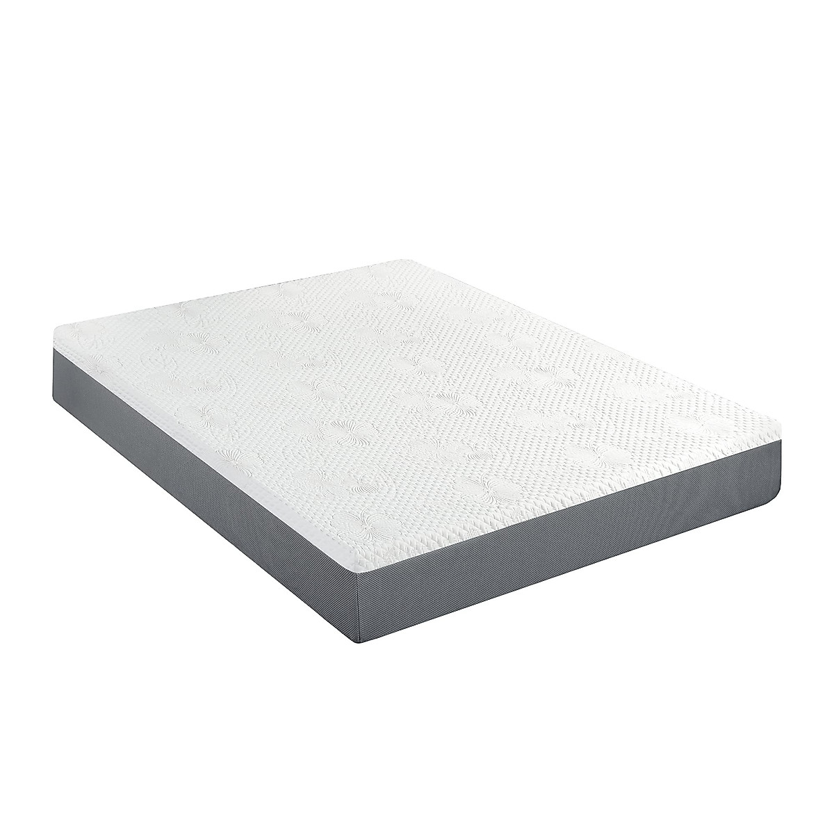 Olee Sleep 10 Inch Ventilated Gel Infused Memory Foam Mattress, CertiPUR-US® Certified, Gray, Queen