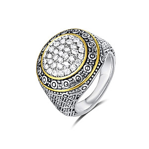 UNY Ring Twisted Cable Wire Designer Inspired Fashion Brand David Vintage RoundPave CZ Antique Women Jewelry Gift (White, 9)