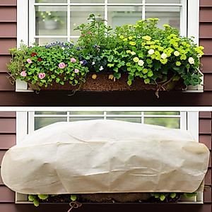 DINGBAI Plant Frost Cover, Rectangular Planter Plant Winter Frost Blanket, Plant Frost Tree Cover Bag with Zip Drawstring, Reusable Frost Fabric for Outdoor Plants 2 Pack (39.3x17.7x15.7INCH)…