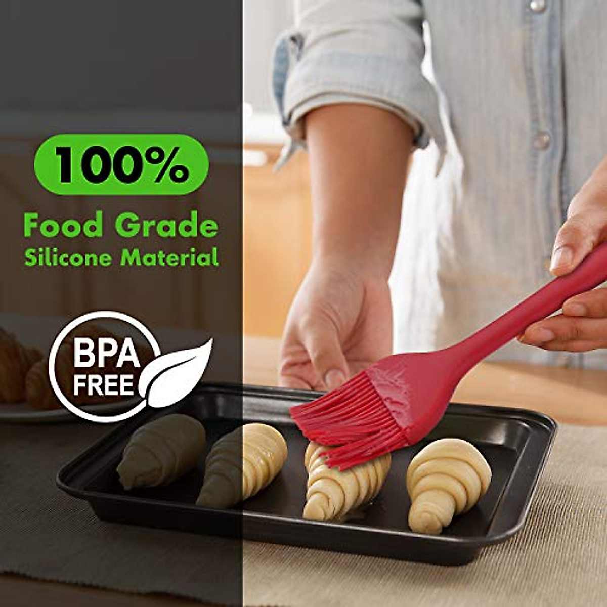 HOTEC Silicone Heat Resistant Marinading Meat Grill Basting Pastry Brush for Oil Butter Sauce Sausages Desserts Turkey Baster Grill Barbecue, Multicolor