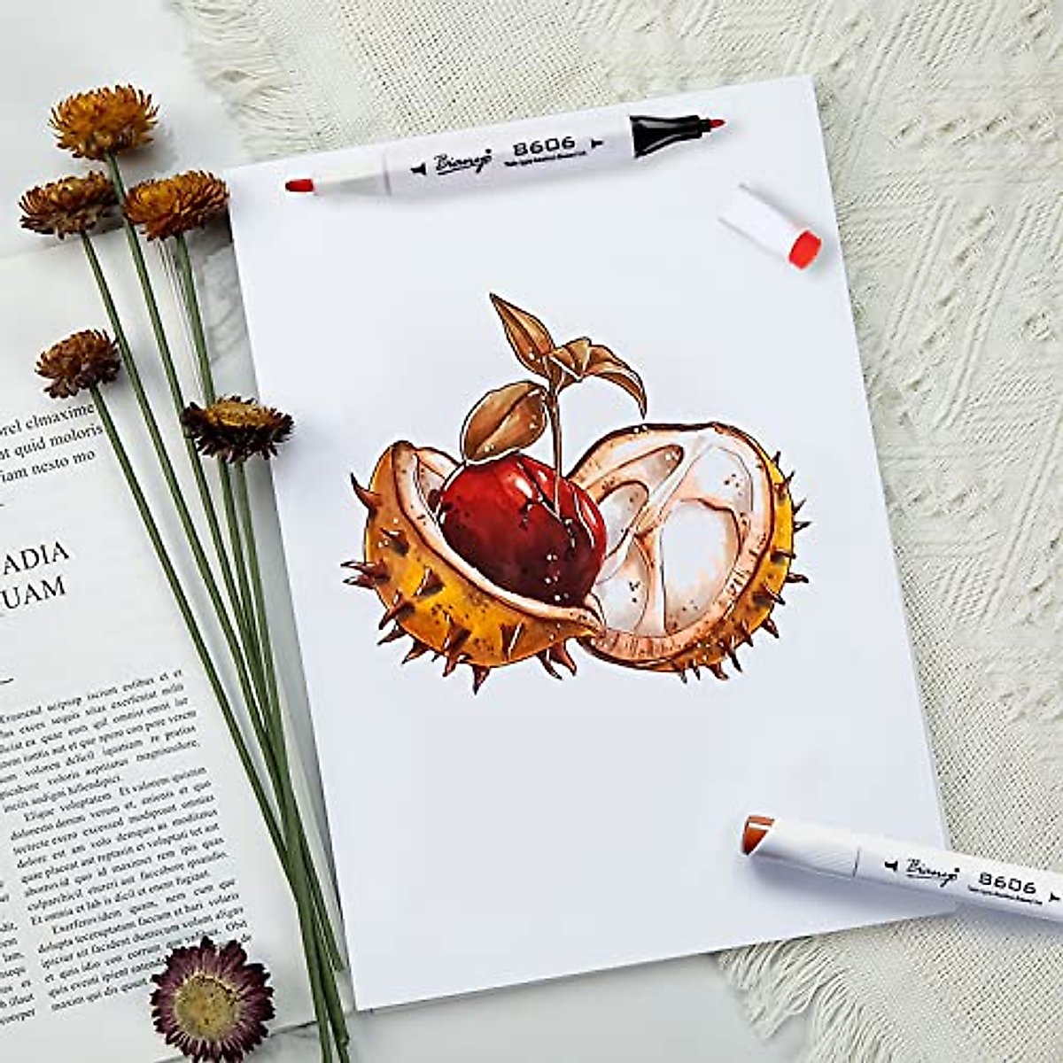 Bianyo Bleedproof Marker Paper Pad, A4(8.27"X11.69"), 50 Sheets, 18 LB / 70 GSM, Glue-Bound, 100% Cotton, White, Ideal for Use with Markers and Ink Mediums