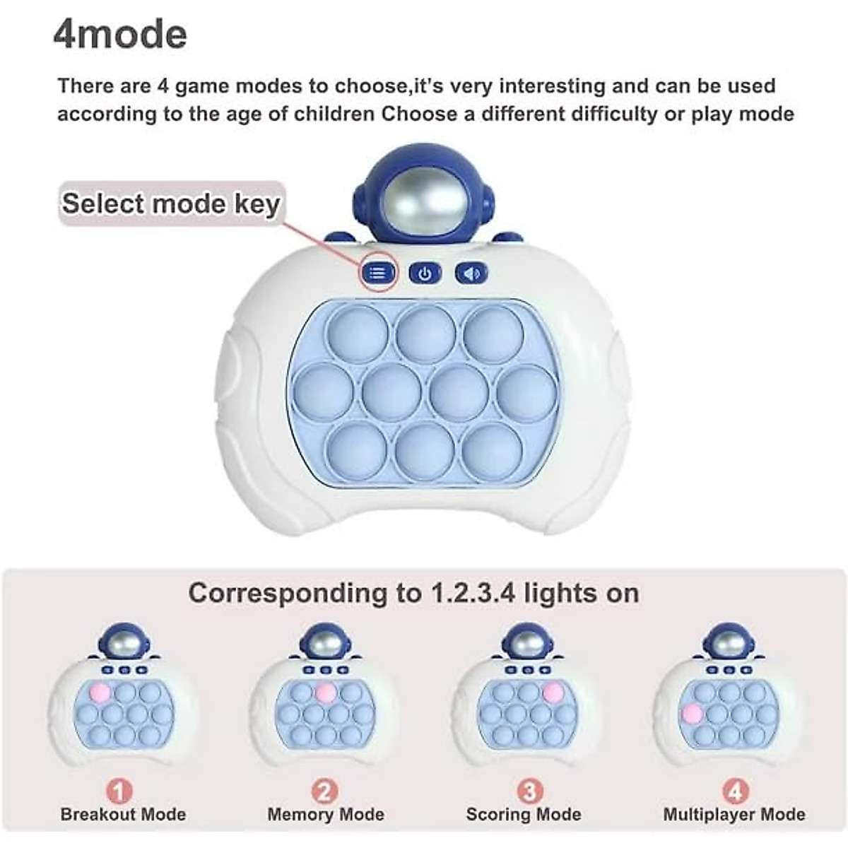 Quick Push Bubble Competitive Game Console Series, Quick Push Game Console, Decompression Breakthrough Puzzle Pop Game Machine, Multiple Game Modes Toy for 3+ Years (Pink)
