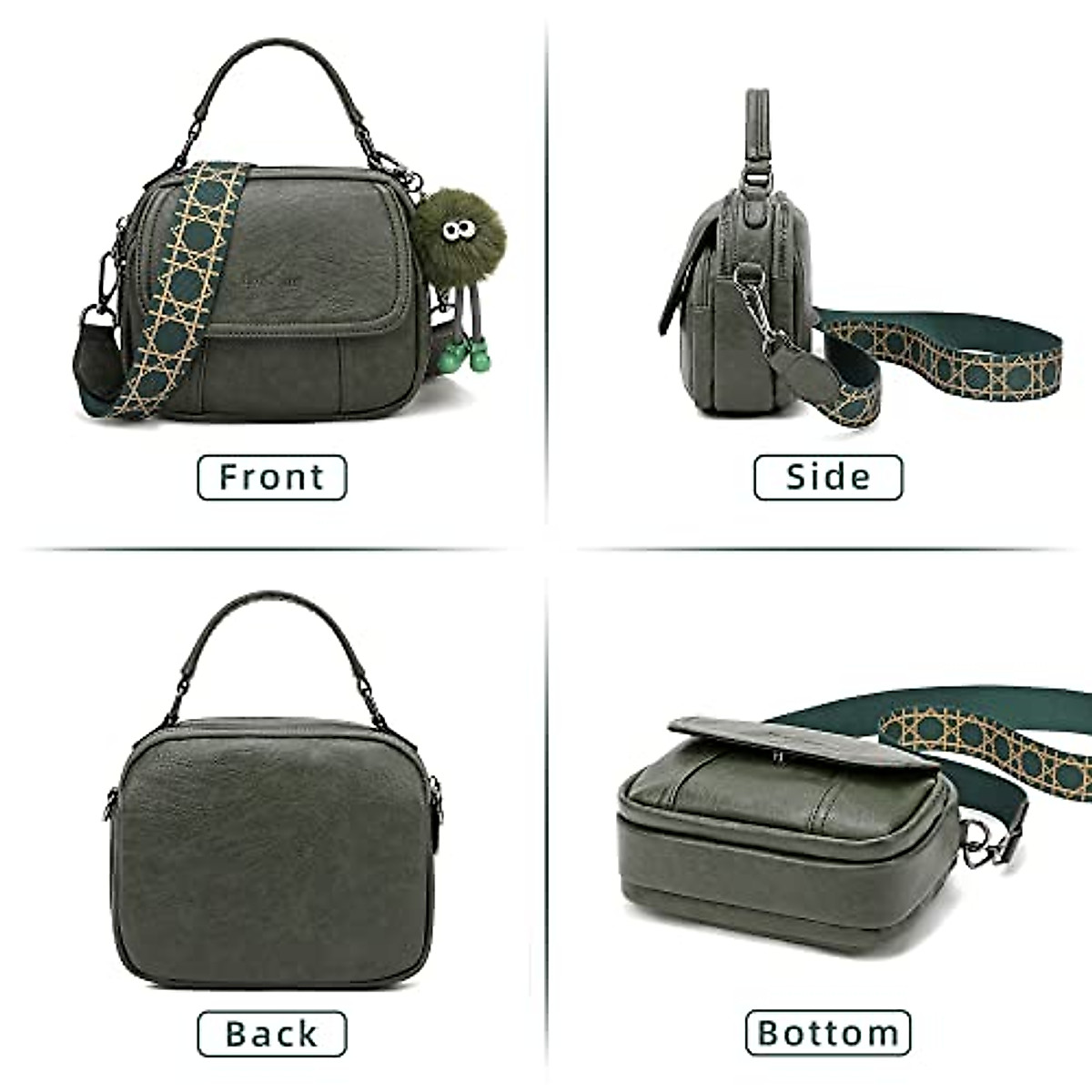 Love Deliver Crossbody Bags for Women Small Leather Purses for Ladies Shoulder Bag with Detachable Straps