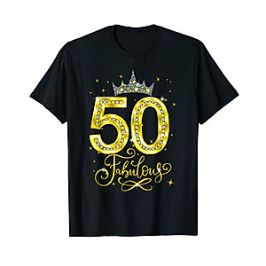 50 Year Old Gifts 50th Birthday Queen Diamond Heels Crown T-Shirt