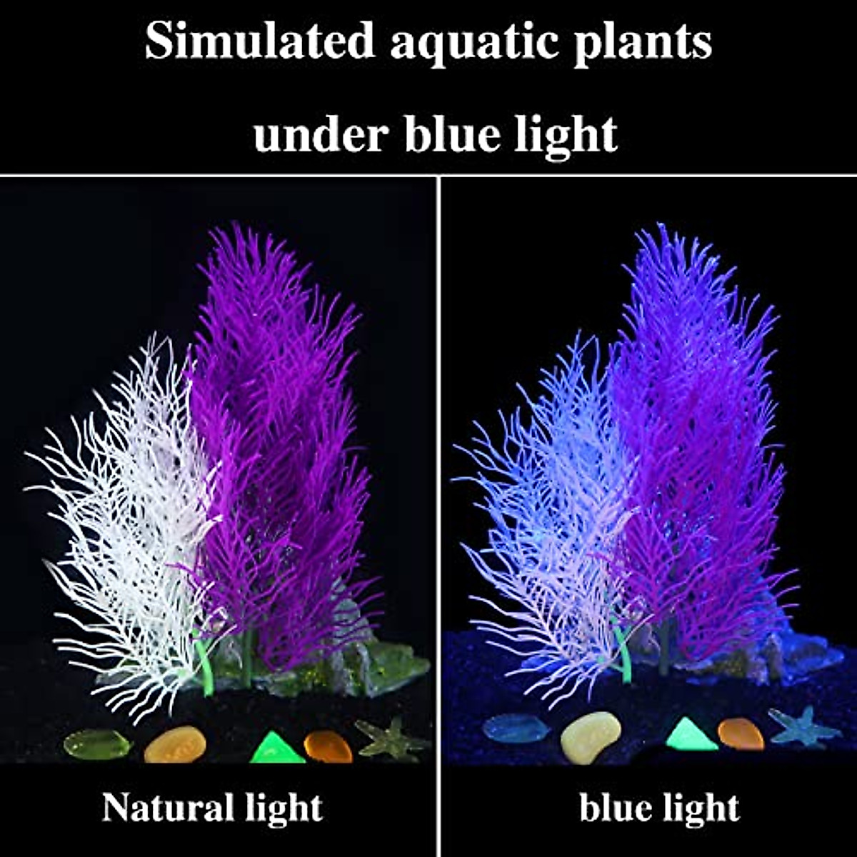 LPFLASAT Fish Tank Decorations Aquarium Decorations Fish Tank Aquarium Decor Fish Tank Decor Aquarium Accessories Turtle Tank Fish Tank Glow Plants Aquarium Ornament 1 Pieces (Big-Purple)