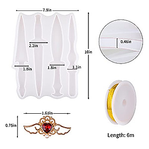 Dagger Resin Molds Silicone,Sword Silicone Molds with 4 Different Shapes,Casting Epoxy Resin Mold Kit for Keychain,Toy,Halloween Cosplay Art,Home Decoration,DIY Crafts Making
