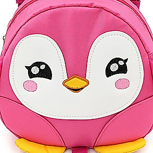 Hipiwe Baby Toddler Walking Safety Backpack Little Kid Anti-lost Travel Bag Harness Reins Cute Penguin toddler bookbag Mini Backpacks with Safety Leash for Baby Boys Girls