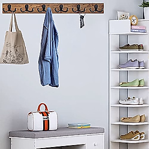 MsBong Coat Hooks Hardware, 10Pcs Wall Hooks Heavy Duty Hooks for Hanging Coats No Rust Double Robe Hooks Wall Mounted for Key, Towel, Bags, Cup, Hat (Black)