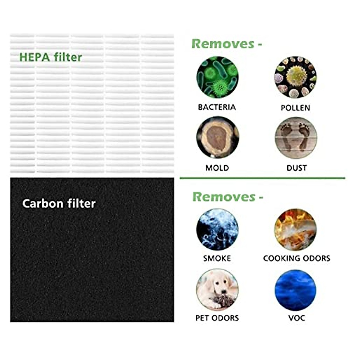 Goodsby 2 Pack Replacement H13 True HEPA Filters Pack for Coway Air Purifier AP1512HH AP-1512HH-FP AP-1518R AP-1519P and Airmega 200M, 2x True HEPA Filters and 8x Activated Carbon Pre Filters #3304899