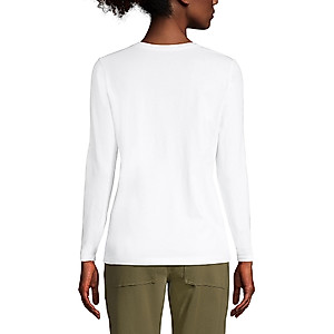 Lands' End Women Relaxed Supima Long Sleeve Crew White Tall Medium