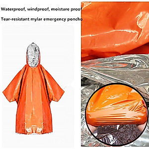2pcs Emergency Blanket Poncho, 39.3 x 53inch Thermal Mylar Space Blanket Rain Ponchos Survival Gear and Equipment for Outdoor Activity Camping Hiking
