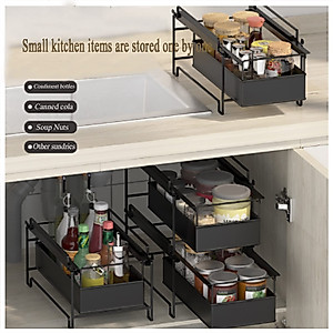 LEAYAN Under Sink Storage Cabinet Organizer Drawer, Sink Organizer Cabinet Organizer for Kitchen Bathroom Storage Under Sink Rack Shelf, White 39.5x24.5x18.5cm