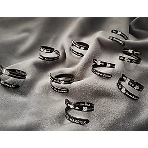 Opening Black One day at a time Ring Stainless Steel Adjustable Jewelry Inspirational Opening Stacking Cute Hiphop Band