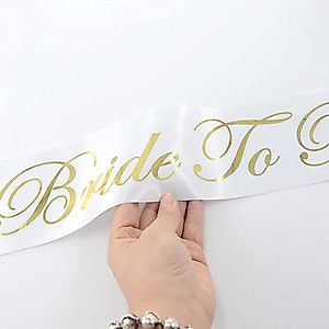 Bachelorette Party Sash Set- Bride and Groom Sash for Wedding Bridal Shower Party Decorations (White and Black)
