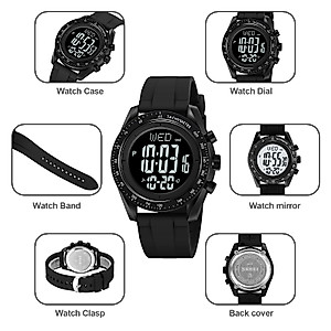 CakCity Digital Sports Watch for Men and Women, Waterproof Stopwatch with ， LED Screen Multifunction Outdoor Unisex Wristwatch - Silicone Strap