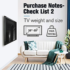 Mounting Dream TV Mount Fixed for Most 26-55 Inch LED, LCD and Plasma TV, TV Wall Mount TV Bracket up to VESA 400x400mm and 100 LBS Loading Capacity, Low Profile and Space Saving Flat Mount MD2361-K