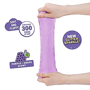Oosh Cotton Candy Large Foil Bag 100g (Grape) by ZURU, Fluffy Slime, Stretch Slime, Grows 3000% in Size, Slime for Girls and Kids (Purple)
