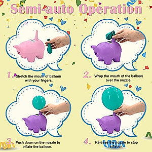 Balloon Pump Electric, Balloon Pump Kit 600W 110V Inflator Air Blower Cute Cartoon Elephant Portable Balloon Air Pump with Tying Tool Dot Glue for Party Wedding Christmas Ceremony Decoration (Pink)