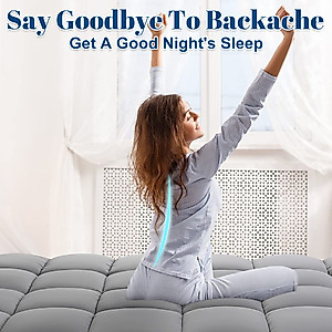 SONORO KATE Mattress Topper, Extra Thick Mattress Protector,Cooling Mattress Pad Cover for Back Pain, Plush & Support Bed Topper Overfilled Down Alternative with 8-21" Deep Pocket (Grey, Queen)