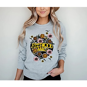 FCDIED Rock Band Sweatshirt for Women Vintage Graphic Rock Music Shirt Casual Long Sleeve Crewneck Pullover Tops (M, Gray)