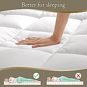 Yarnsoft Twin XL Size for Back Pain, Cooling and Breathable Mattress Pad Covers, Extra Thick Mattress Topper 16-21" Elastic Deep Pockets ，All Season Bedding, (38 "x80) White