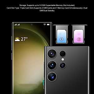 banapoy Unlocked Cell Phone, 6.8 HD Screen Unlocked Smartphone, 5G WiFi, 8GB RAM, 256GB ROM, Octa Core CPU, 24MP Camera, FM Radio, GPS, 2G 3G Dual SIM, Smart Mobile Phone for Android 13