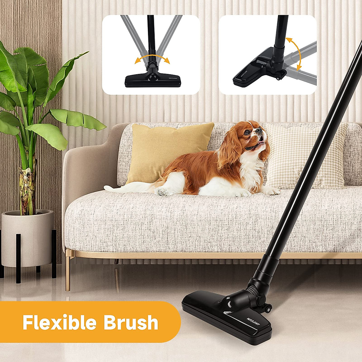 WECLEAN V3 Cordless Vacuum Cleaner, 8000pa, Up to 17 Minutes Runtime, 200w Powerful Suction Vac 3 in 1 Stick Vacuum Cleaner for Carpet Sweeper for Hard Floor & Pet, Black
